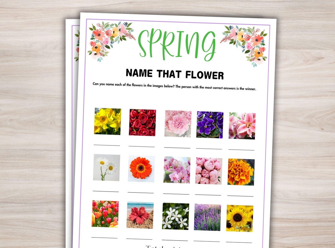 Name That Flower Spring Game Printable Spring Party Games Spring Theme ...