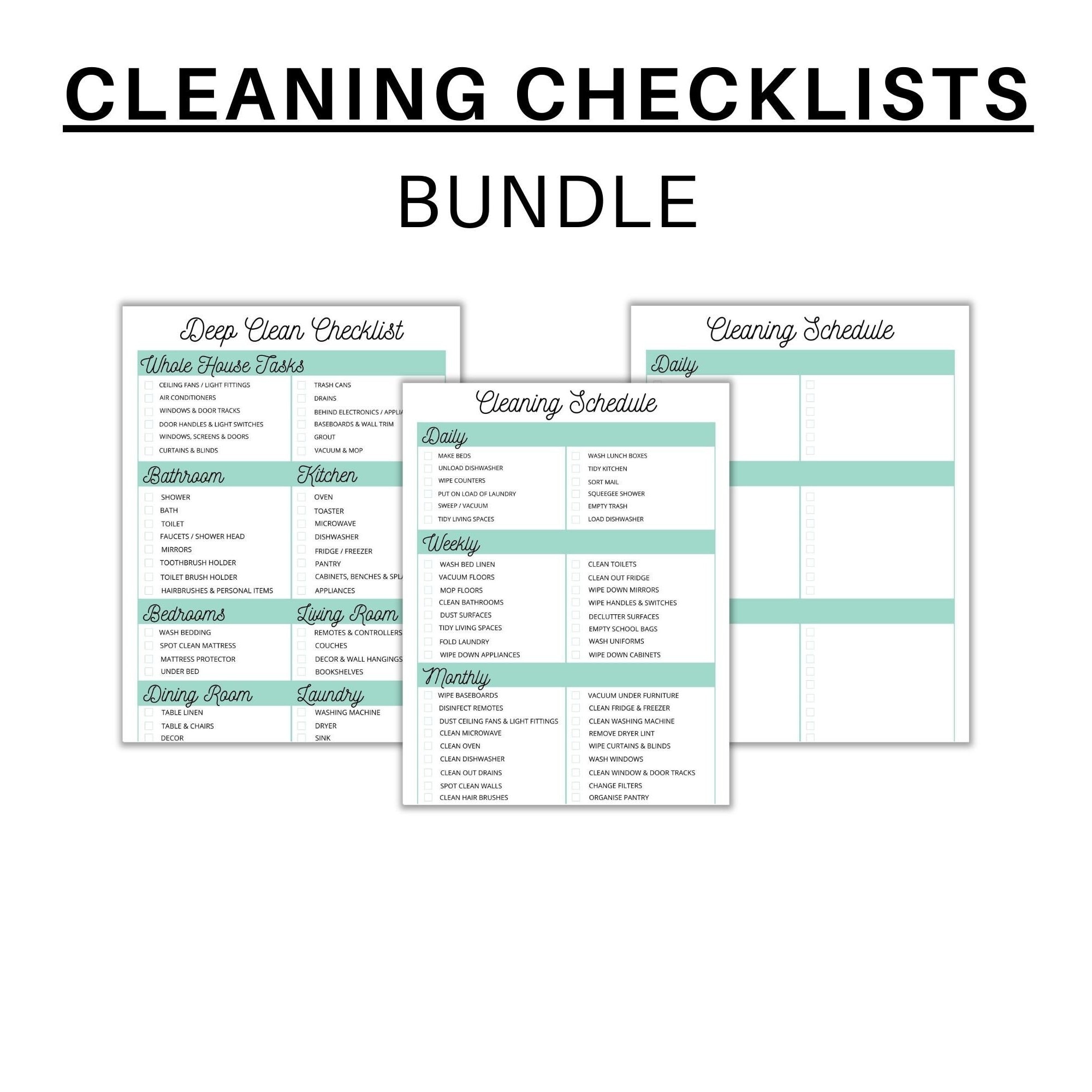 Cleaning Checklist Printable Spring Cleaning Deep Cleaning List Daily ...