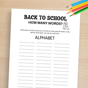 Back to School Alphabet Game First Day of School Activity Printable ...