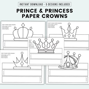 Princess Paper Crown Printable Prince Crown Printable Crown Headband ...