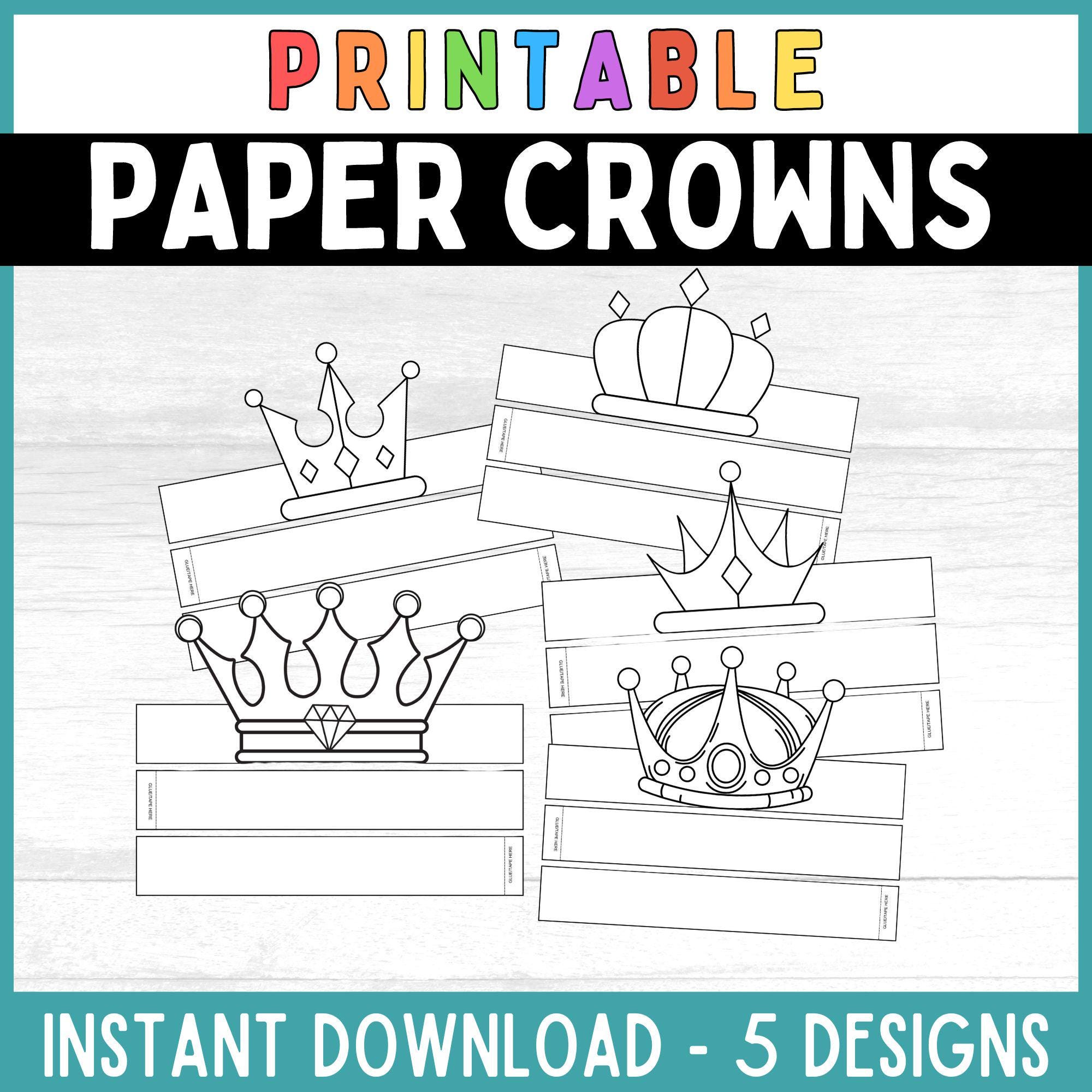 Princess Paper Crown Printable Prince Crown Printable Crown Headband ...