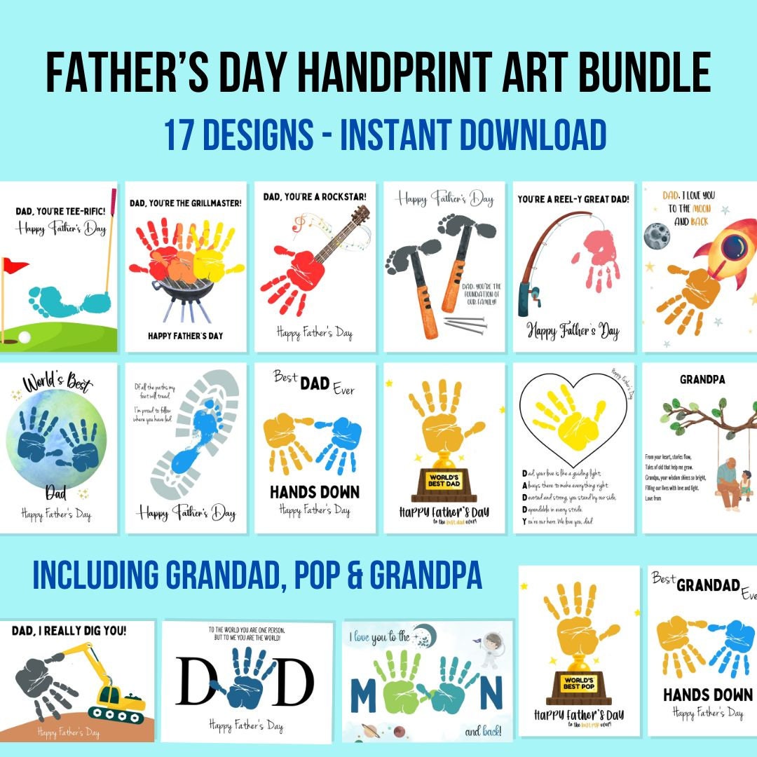 Father's Day Handprint Craft Bundle Printable Father's Day Handprint ...
