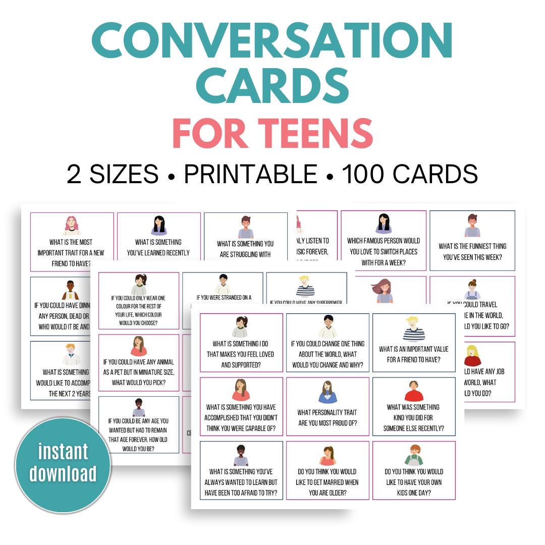 Teen Question Cards, Teen Conversation Cards, Conversation Starters for ...