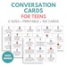 Teen Question Cards, Teen Conversation Cards, Conversation Starters for ...