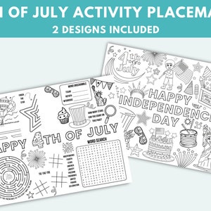 4th of July Activity Placemat Printable Independence Day Coloring ...