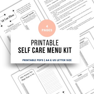 Self-care Menu Printable Self-care Checklist Printable Self Care Menu ...