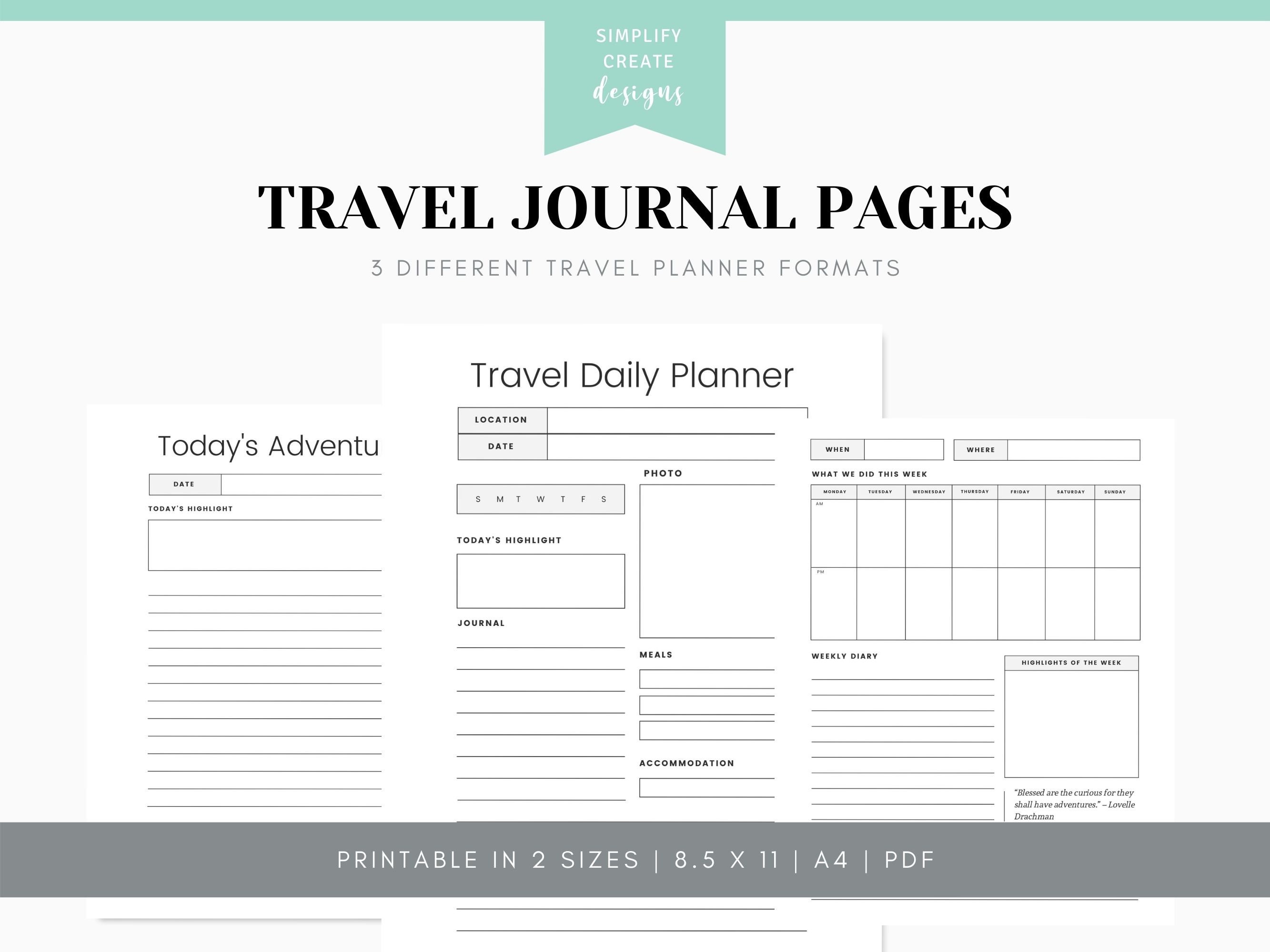Travel Journal Printable Travel Journal Pages Printable Travel Planner ...
