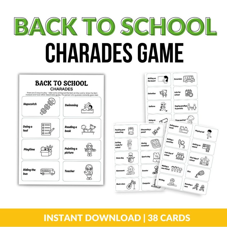 Back to School Charades Game Printable Icebreaker Game for Kids First ...