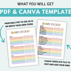 Kids Summer Schedule Summer Checklist Daily Summer Routine Canva ...