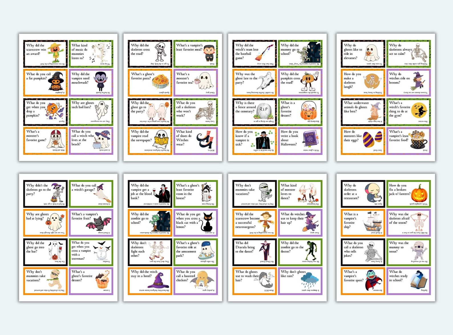 Halloween Joke Cards Printable Halloween Lunch Box Notes Halloween ...