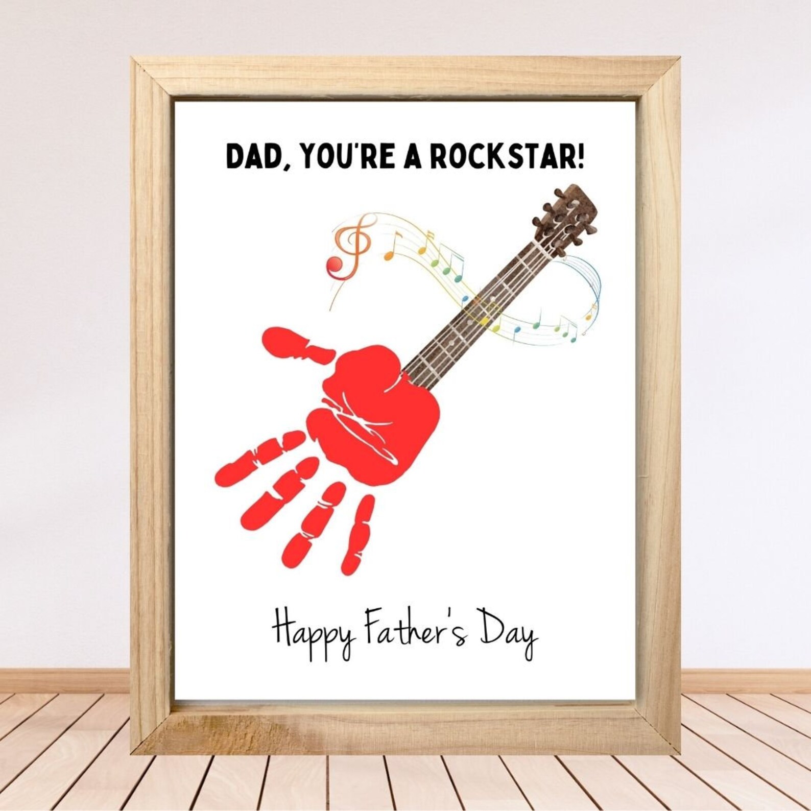 Father's Day Handprint Art Printable Rockstar Dad Guitar Handprint ...