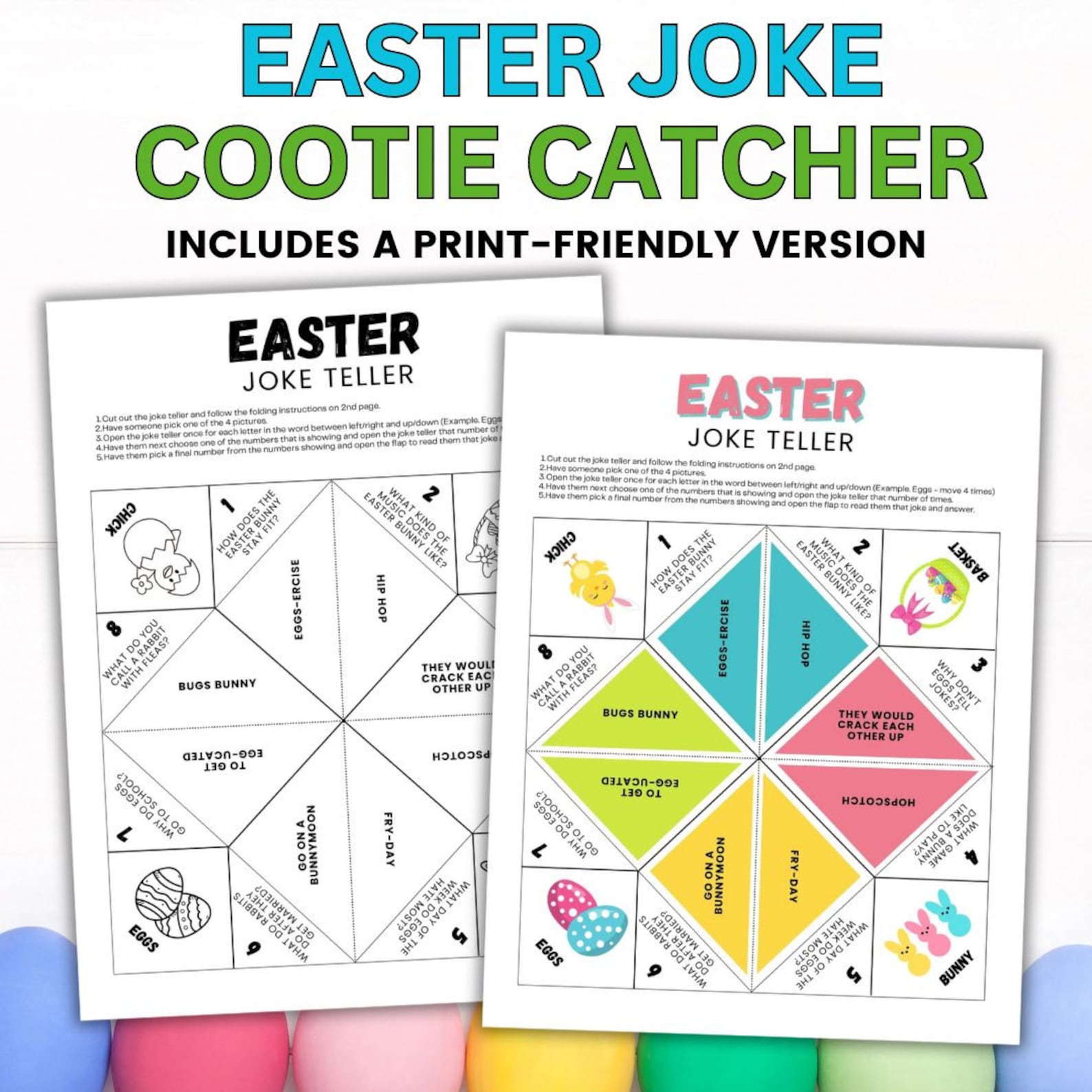 Easter Joke Teller Printable Easter Cootie Catcher Easter Fortune ...