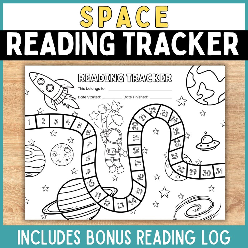 Space Reading Challenge Reading Tracker for Kids Printable Book Tracker ...
