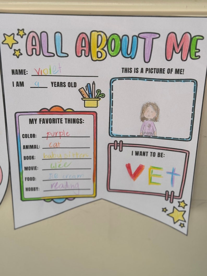 All About Me Banner First Day of School Printable Back to School ...