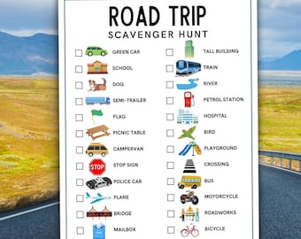 Road Trip Scavenger Hunt Road Trip Games Car Ride Entertainment Long ...