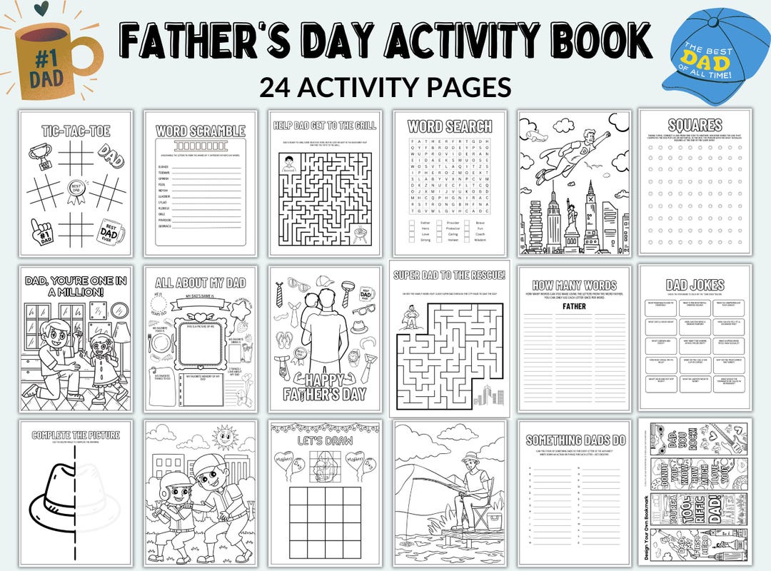 Fathers Day Activity Bundle Printable Fathers Day Activity Fathers Day ...