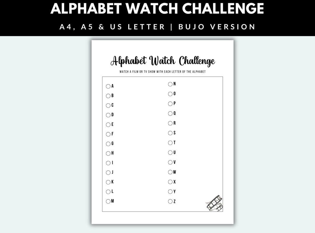 Alphabet Movie Challenge Printable TV Challenge BUJO Movie Game Movie ...