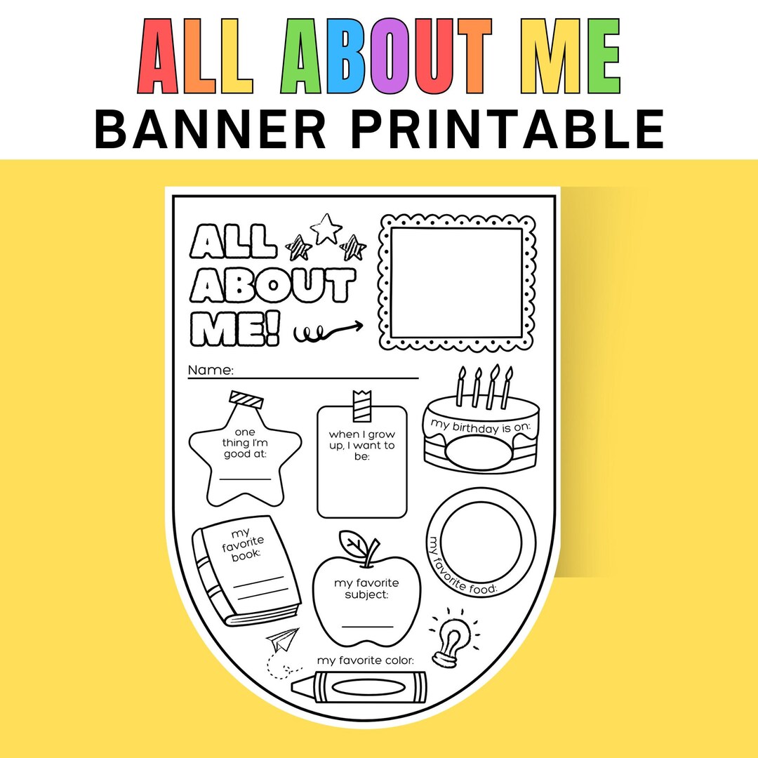 All About Me Banner First Day of School Printable Back to School ...