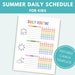Daily Summer Routine for Kids Printable Summer Schedule Daily Checklist ...
