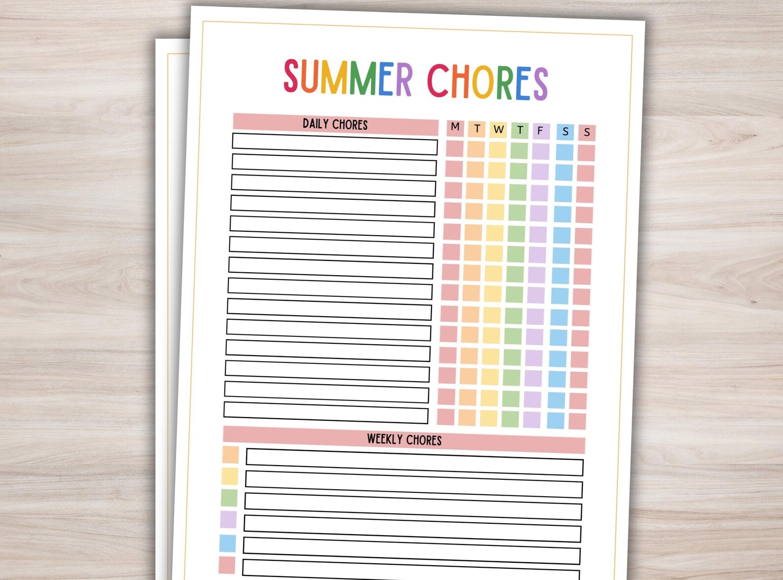 Summer Chore Chart for Kids Daily Summer Schedule Summer Routine Summer ...
