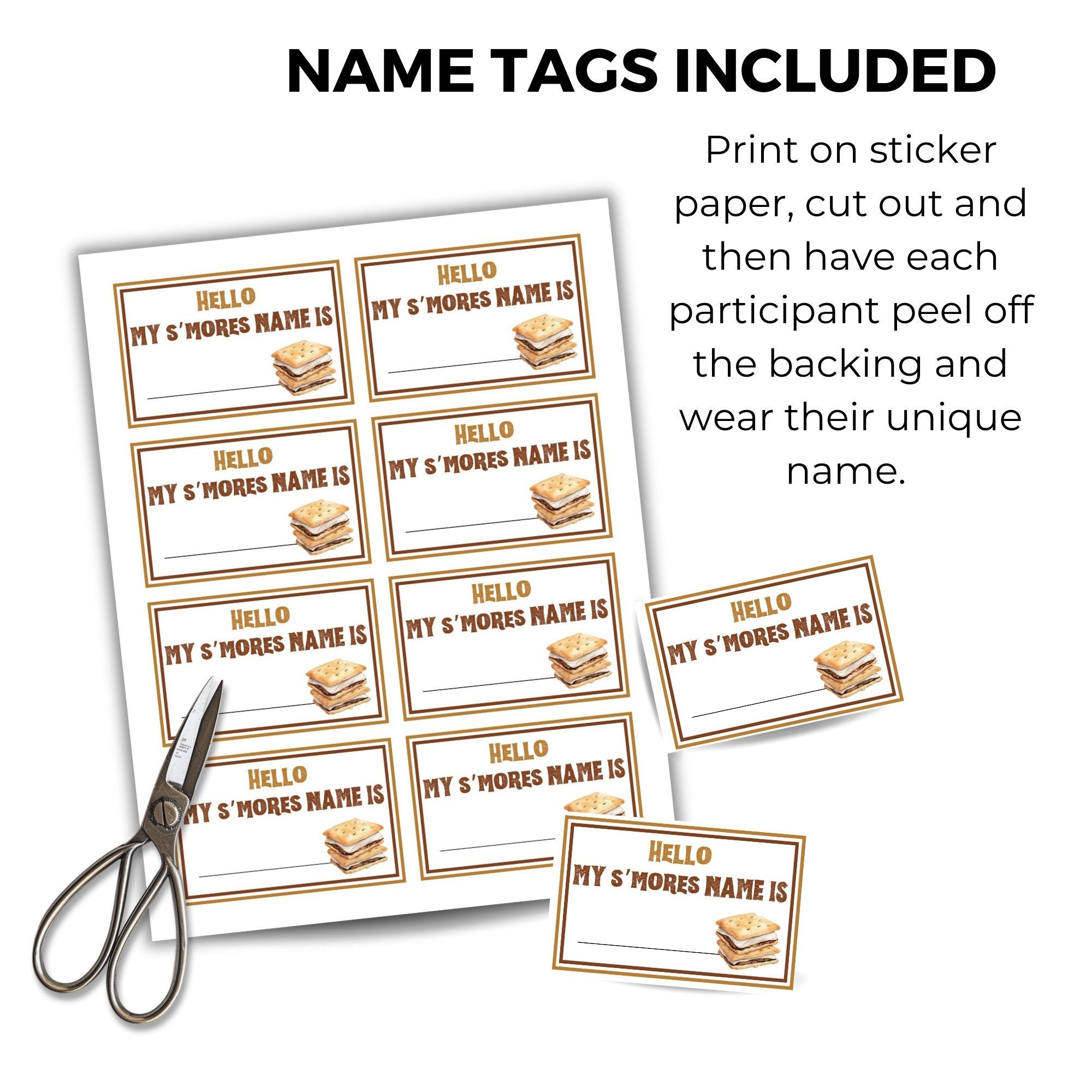 What's Your Smores Name Party Game Printable S'mores Game Dragon Name ...