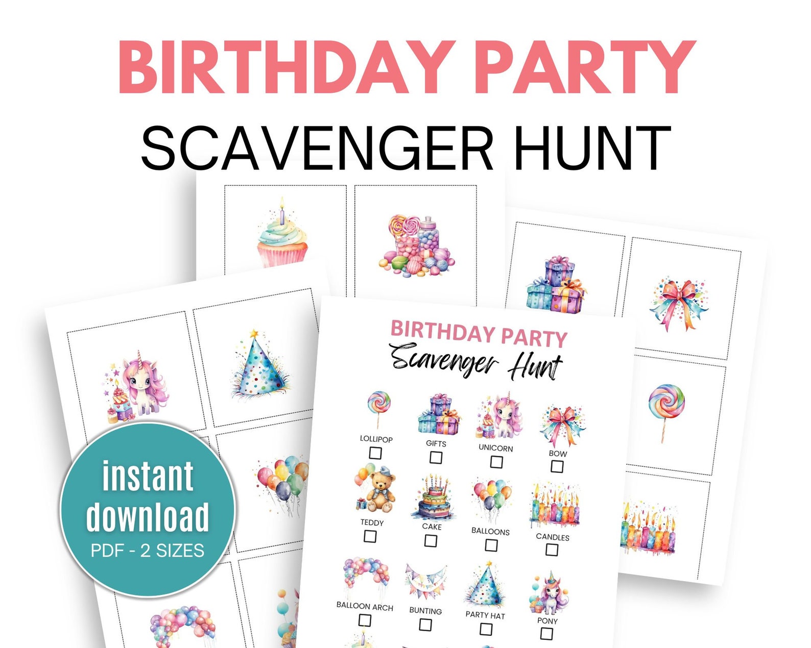 Birthday Party Scavenger Hunt Printable Indoor Scavenger Hunt Birthday ...