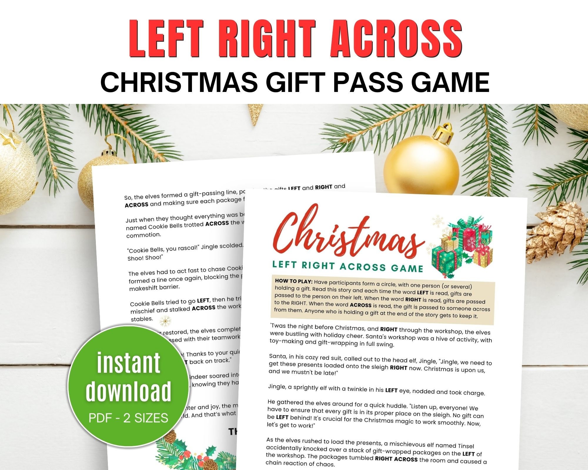 Christmas Left Right Game for Kids Printable Christmas Game for Kids ...