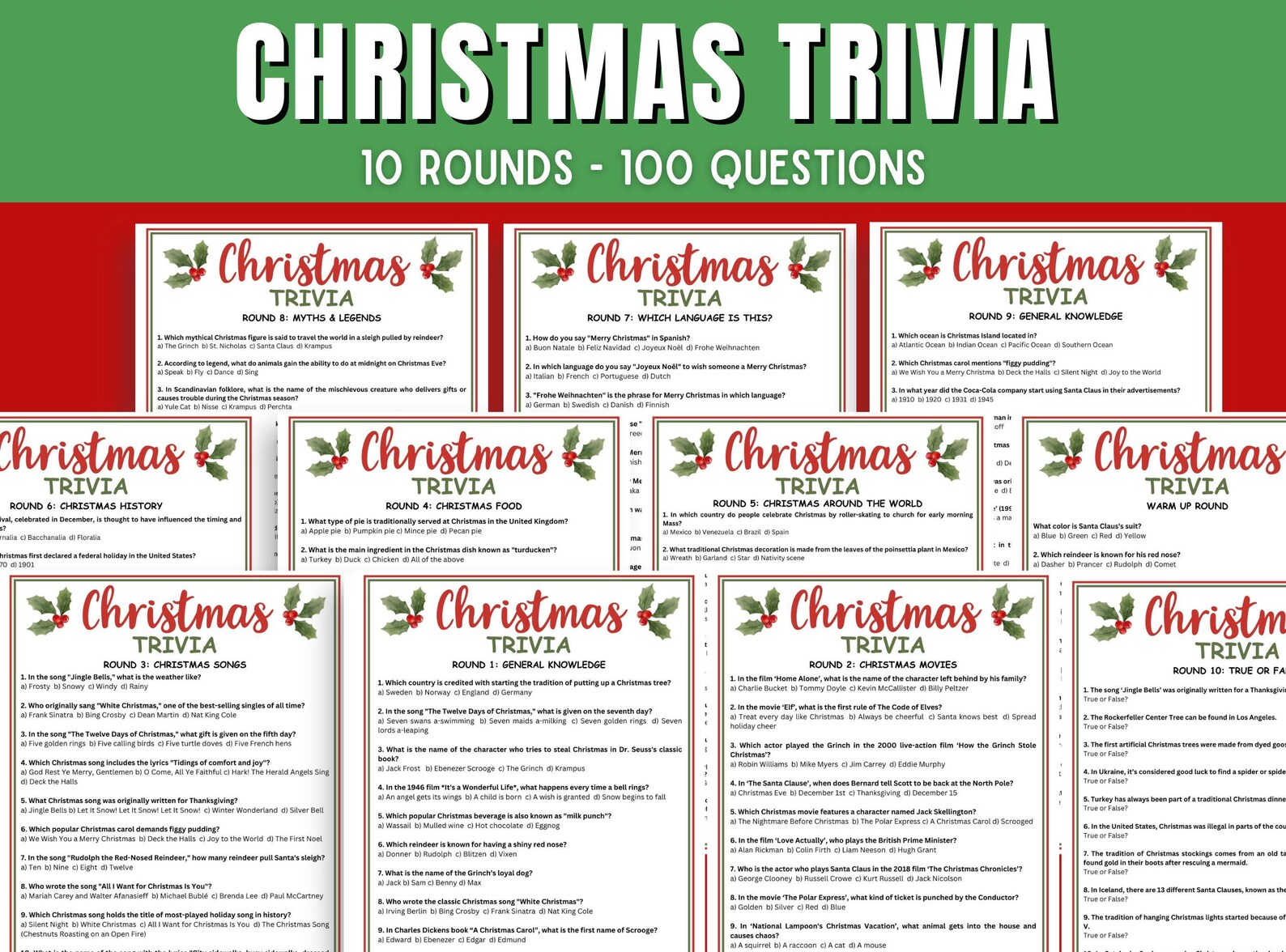 Christmas Trivia Bundle Christmas Trivia Night Printable Trivia Game ...