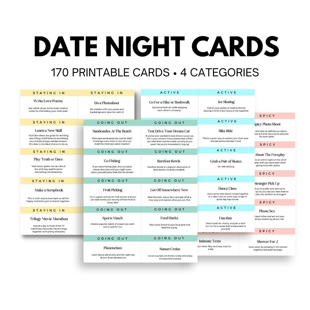 Date Night Cards Printable Date Cards Date Jar Cards Date Night Coupons ...