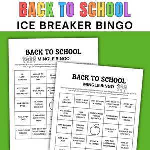 Back to School Mingle Bingo Game First Day of School Activity Printable ...