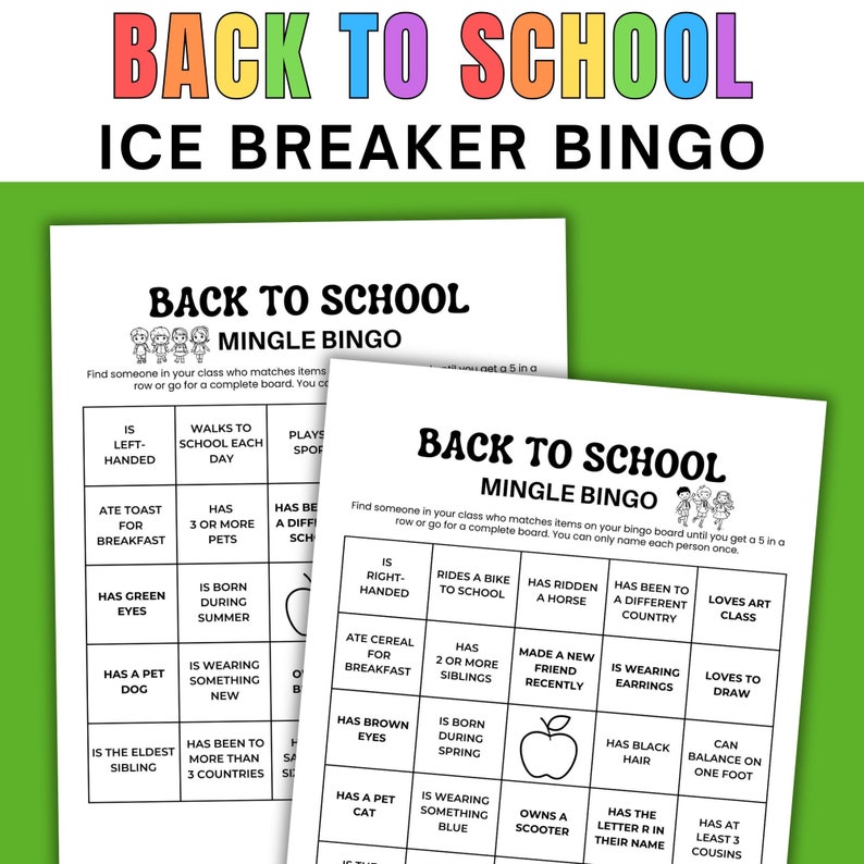 Back to School Mingle Bingo Game First Day of School Activity Printable ...