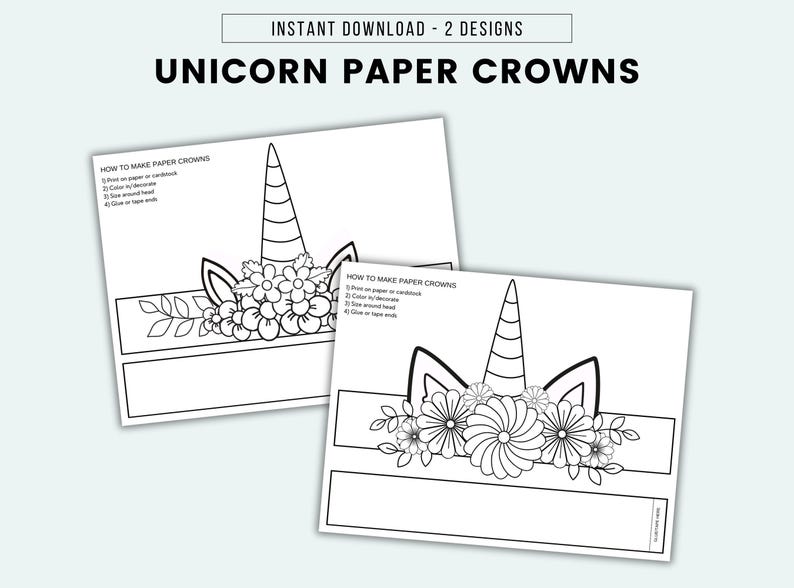 Unicorn Paper Crown Printable Unicorn Crown Unicorn Horn Coloring ...