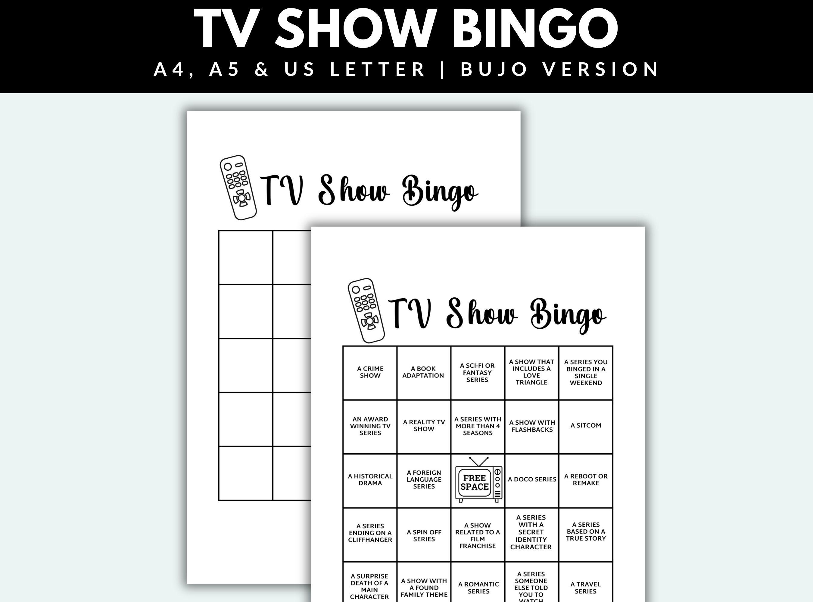 TV Show Bingo Printable TV Show Tracker Bujo TV Bingo Challenge Tv ...