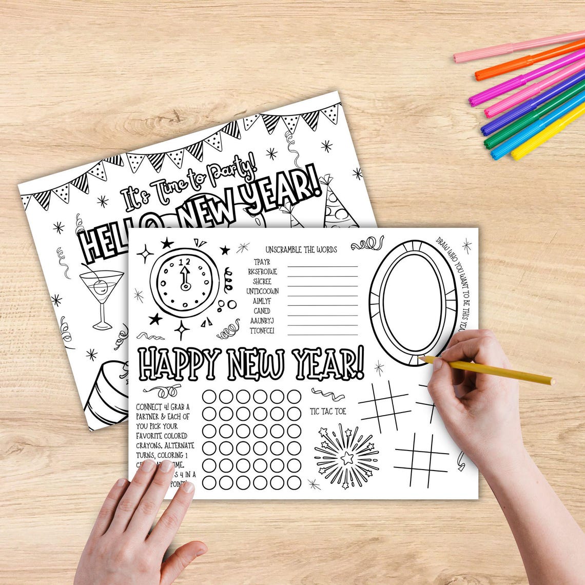 New Years Activity Placemat Printable New Years Eve Activity Sheet NYE ...