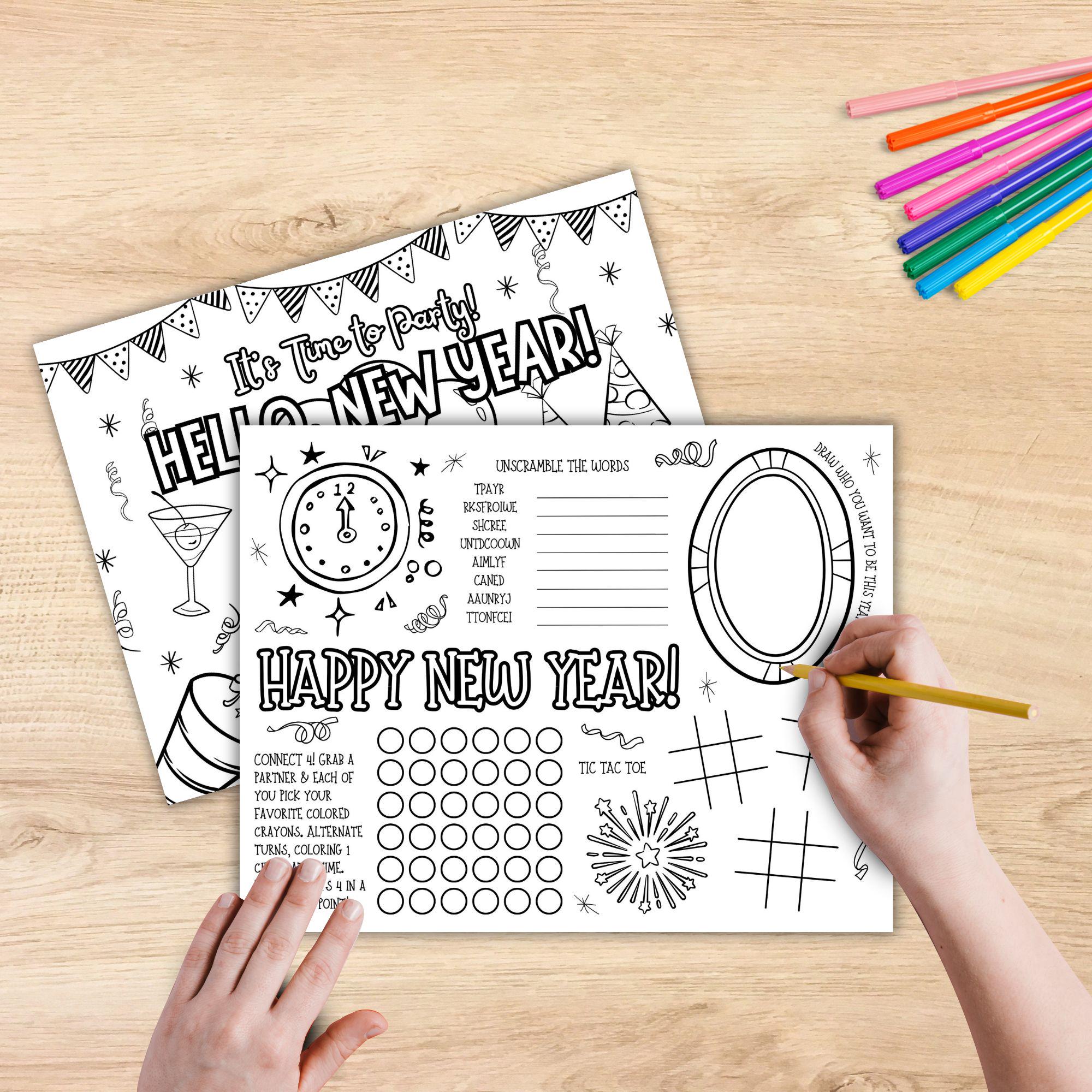 New Years Activity Placemat Printable New Years Eve Activity Sheet NYE ...