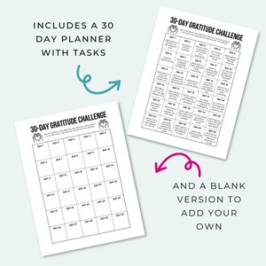 30 Day Gratitude Challenge Printable Gratefulness Challenge Tracker ...