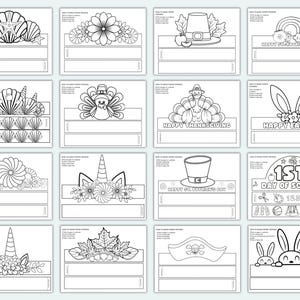 Paper Crown Bundle Printable Paper Crowns Printable Headbands Coloring ...