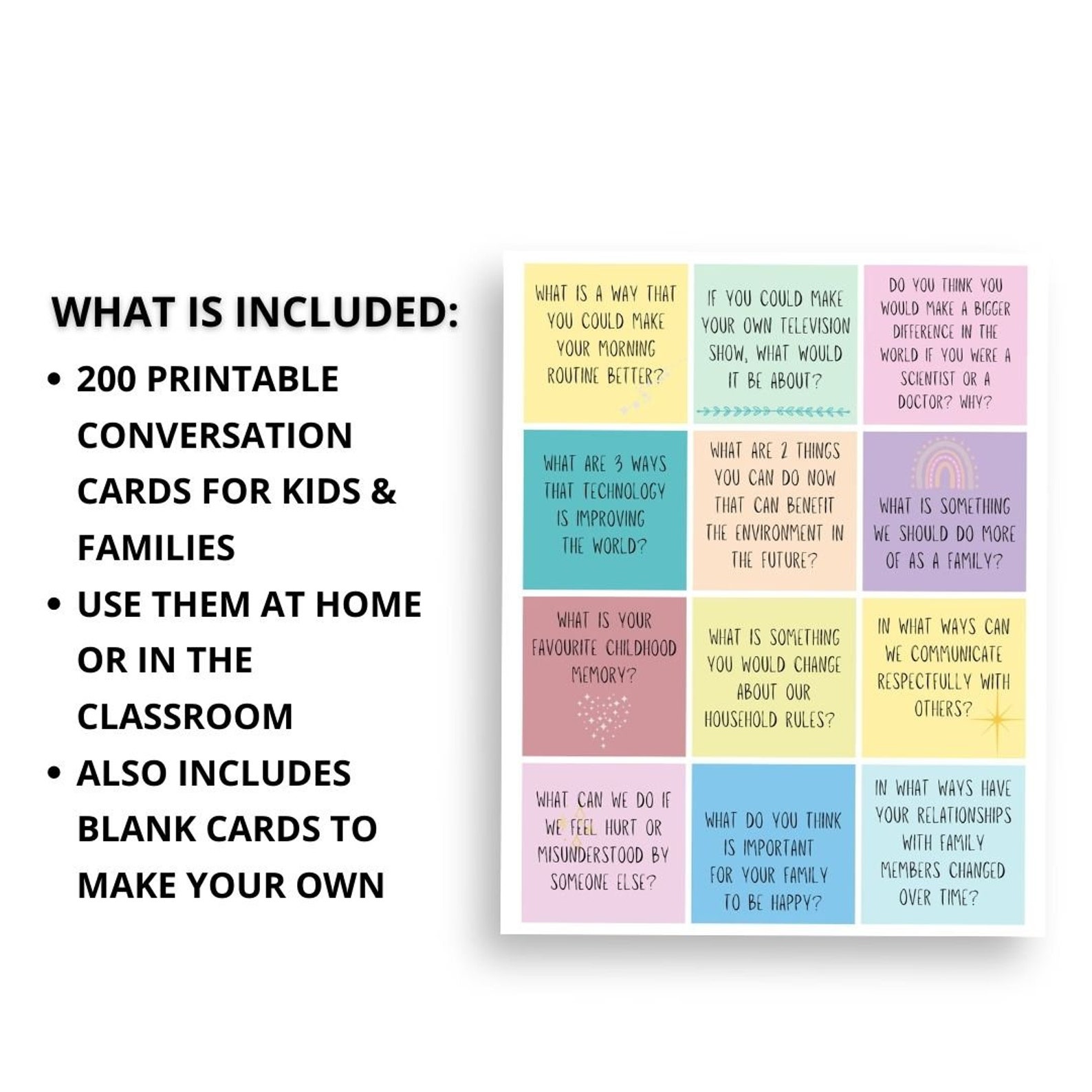 Conversation Cards for Kids, Conversation Starters for Kids ...