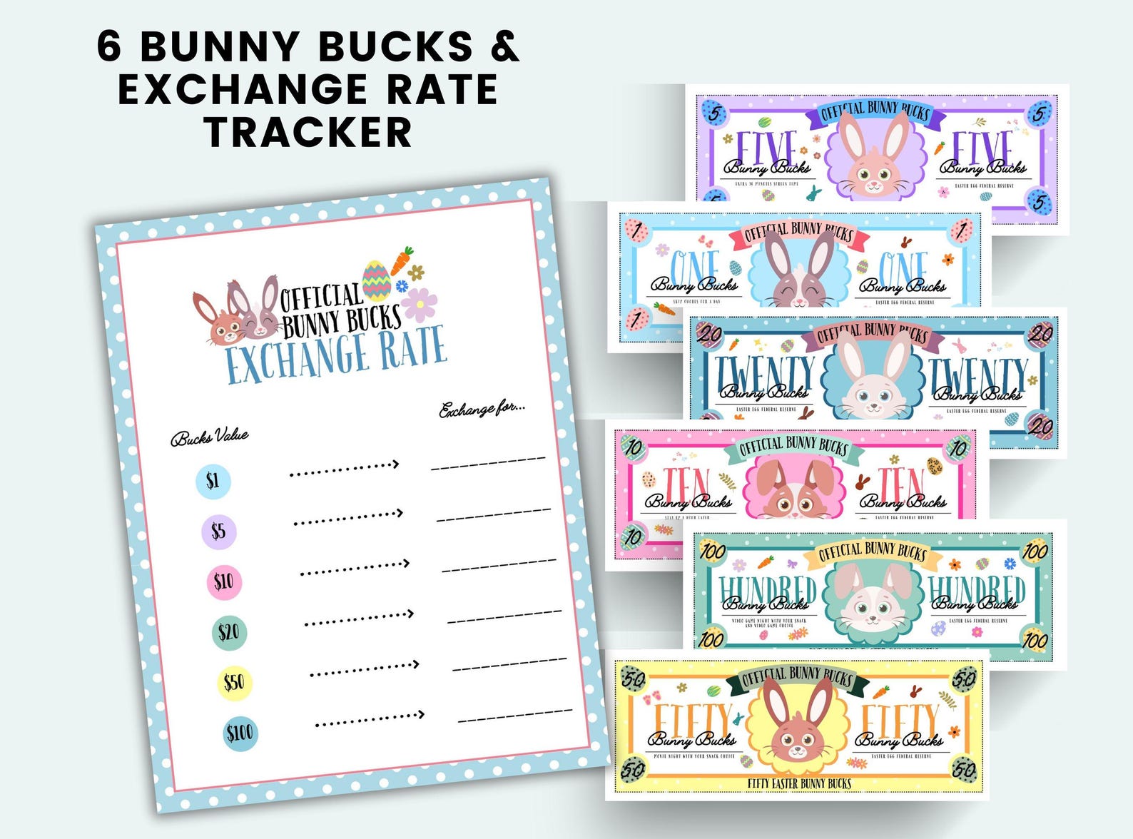 Easter Bunny Bucks Printable Bunny Bucks Easter Basket Filler Easter ...