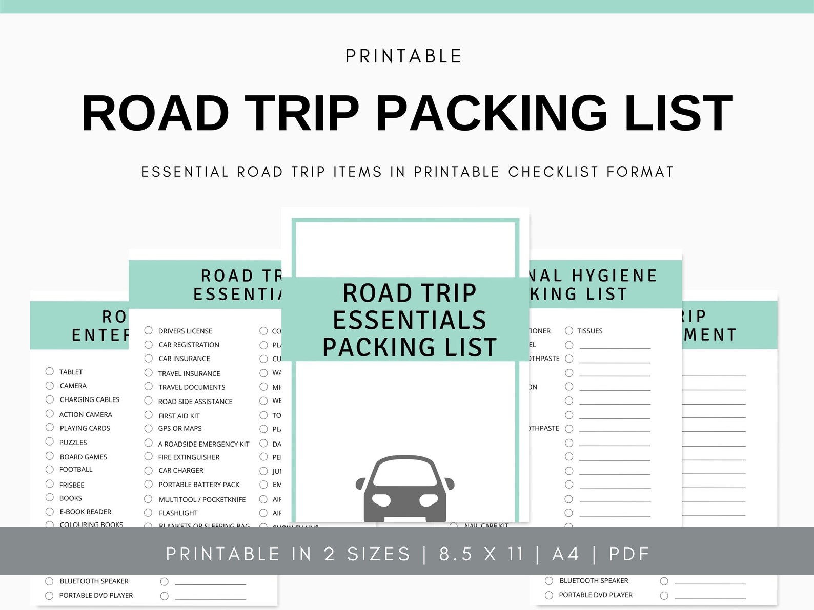 Road Trip Packing List Printable Family Road Trip Essentials Printable ...