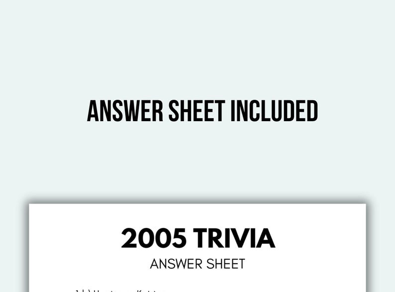2005 Trivia Game Printable 21st Birthday Games Born in 2005 Game ...