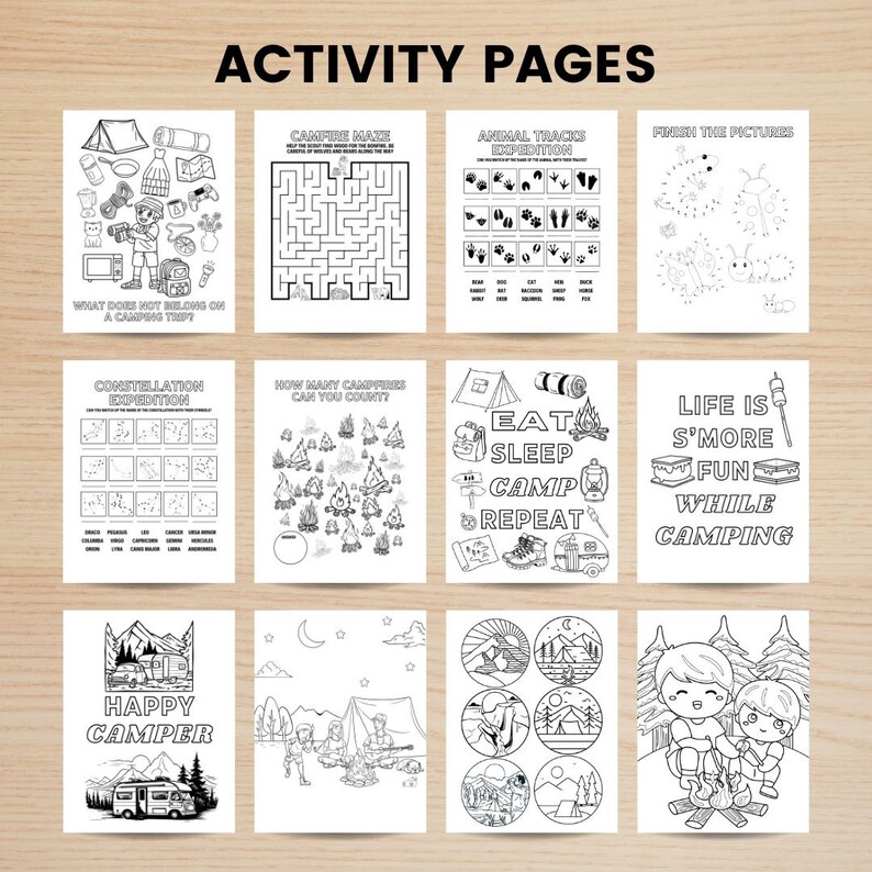Camping Activity Bundle Printable Camping Kids Activities Camping ...