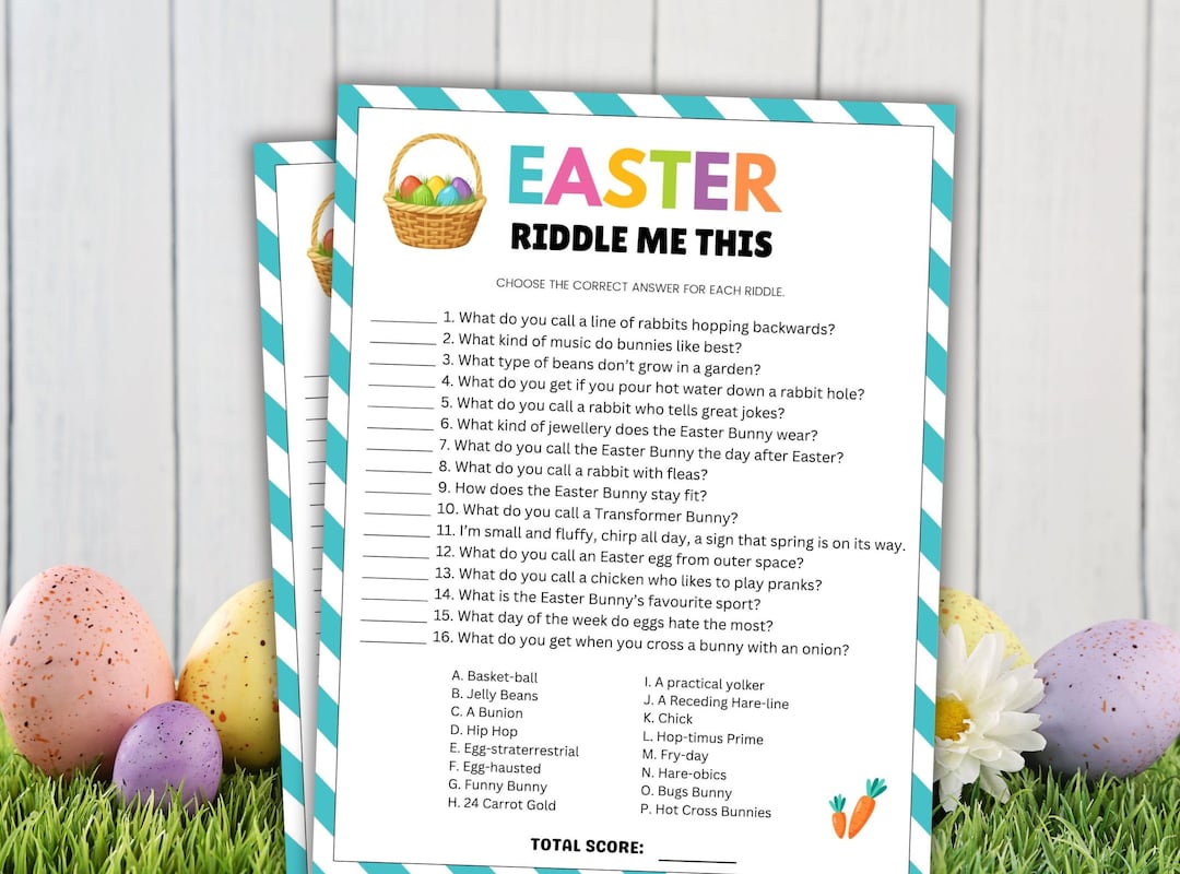 Easter Riddles Game Easter Jokes for Kids Printable Easter Riddle Me ...