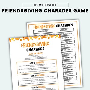 Friendsgiving Charades Game Printable Friendsgiving Game Family ...