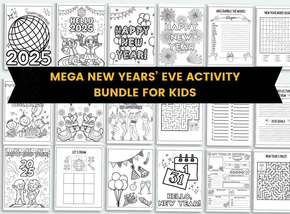 New Years Activity Bundle Printable New Years Eve 2025 Activity Sheet ...