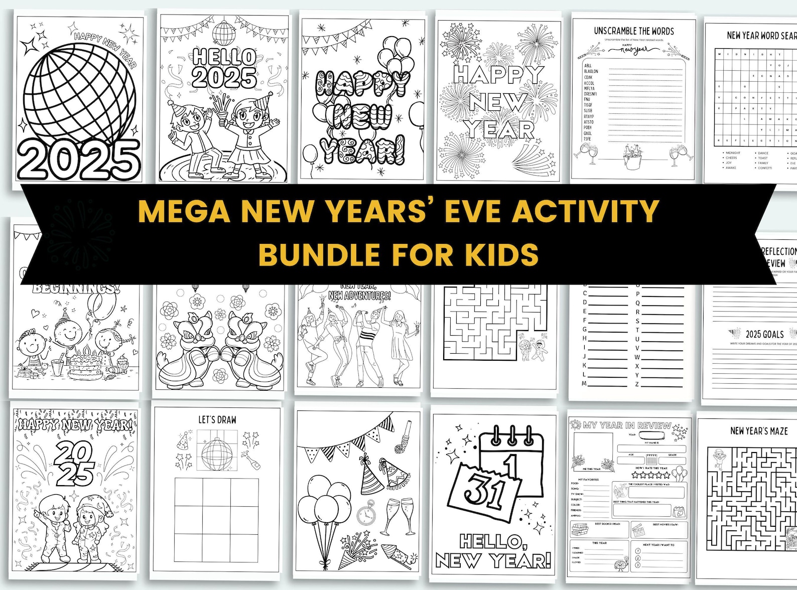 New Years Activity Bundle Printable New Years Eve 2025 Activity Sheet ...