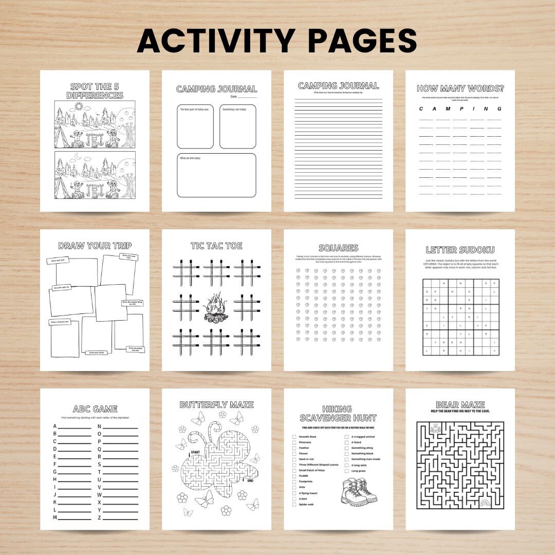 Camping Activity Bundle Printable Camping Kids Activities Camping ...