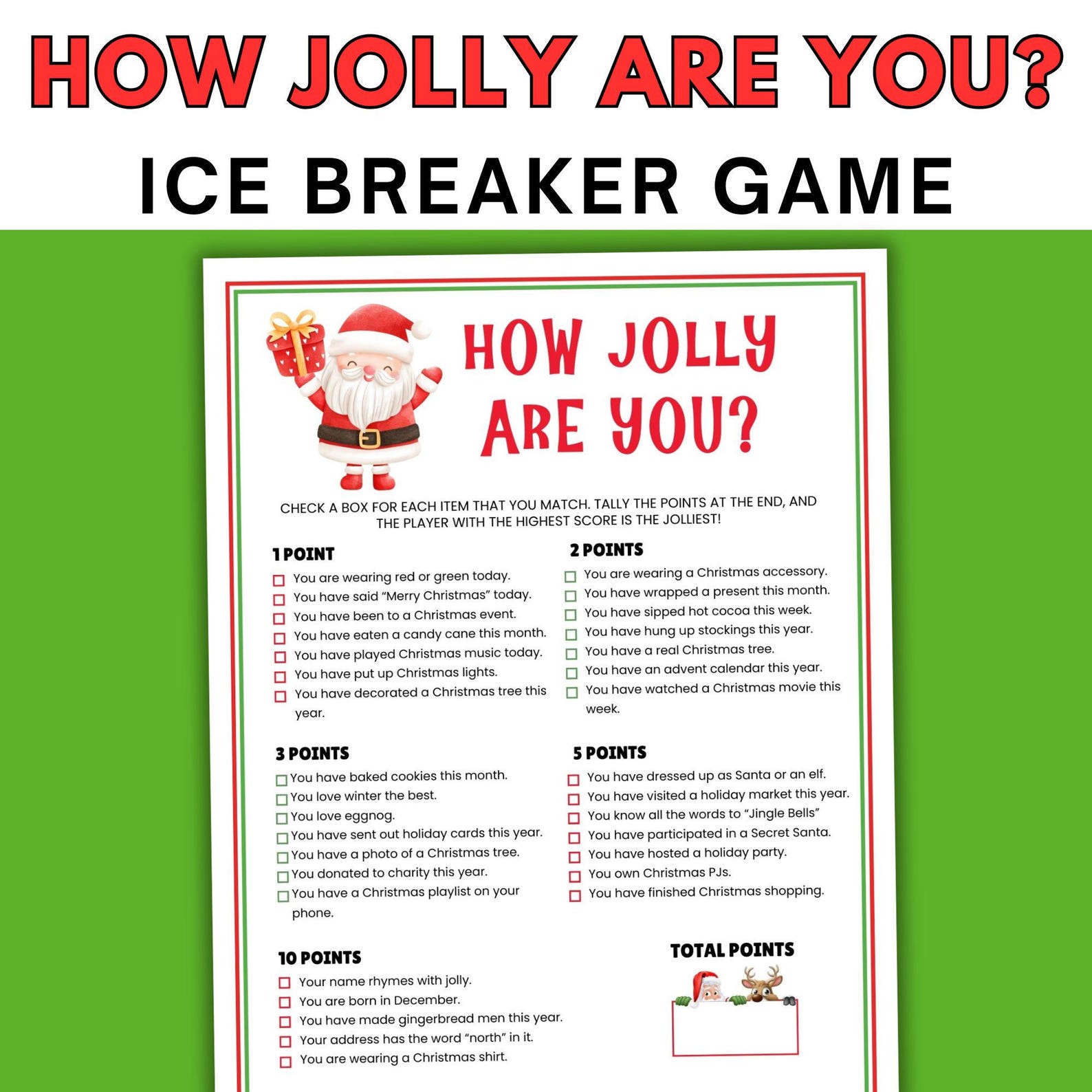 How Jolly Are You Game Printable Christmas Game Christmas Party Game ...