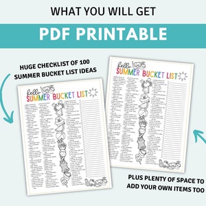 Summer Bucket List Printable Summer Activities for Kids Family Bucket ...
