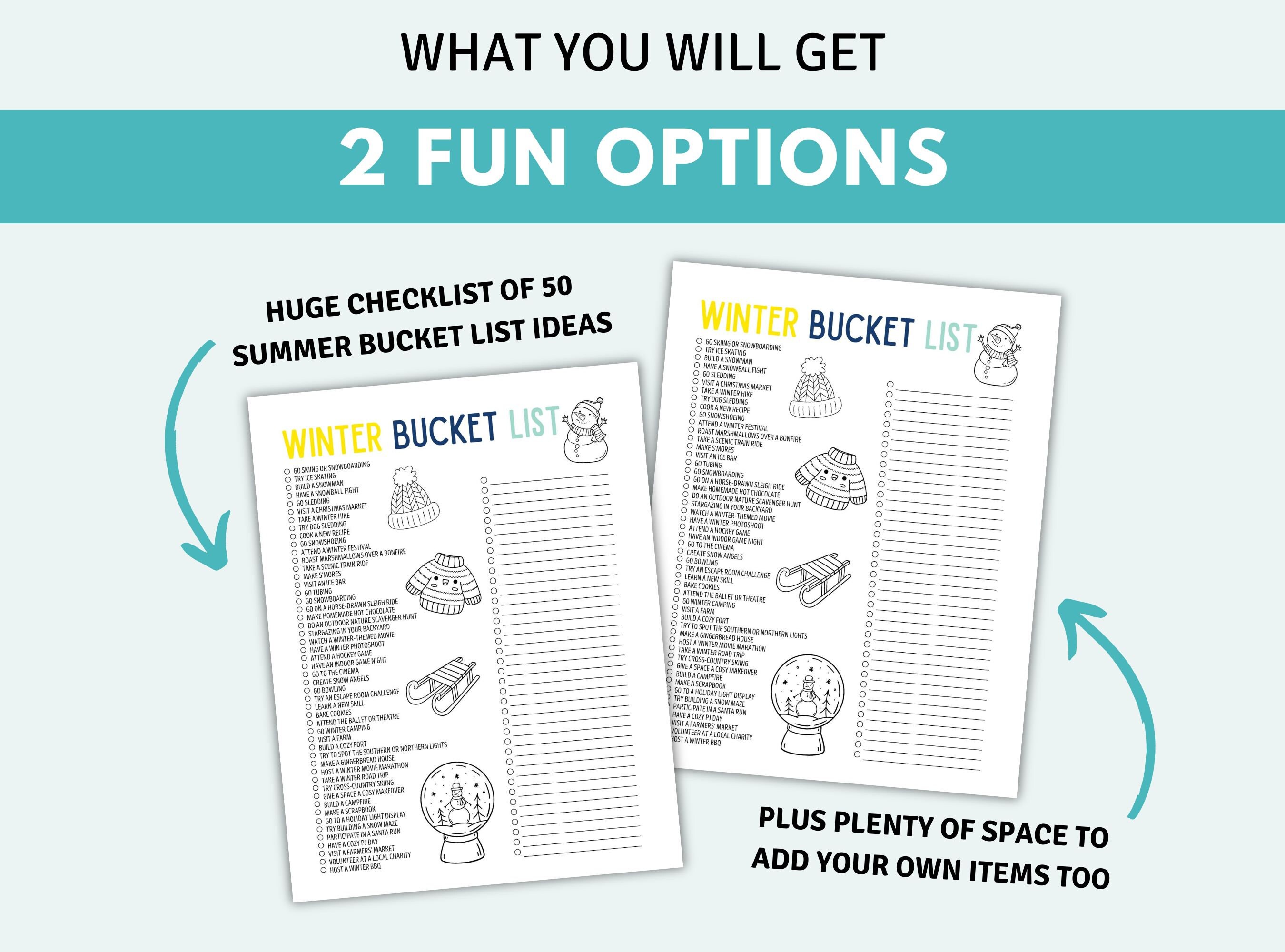 Winter Bucket List Printable Winter Activities for Kids Family Bucket ...